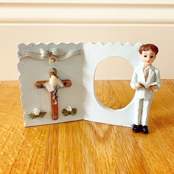 Vintage | Accents | Vintage Blue Boys First Communion Picture Frame ...